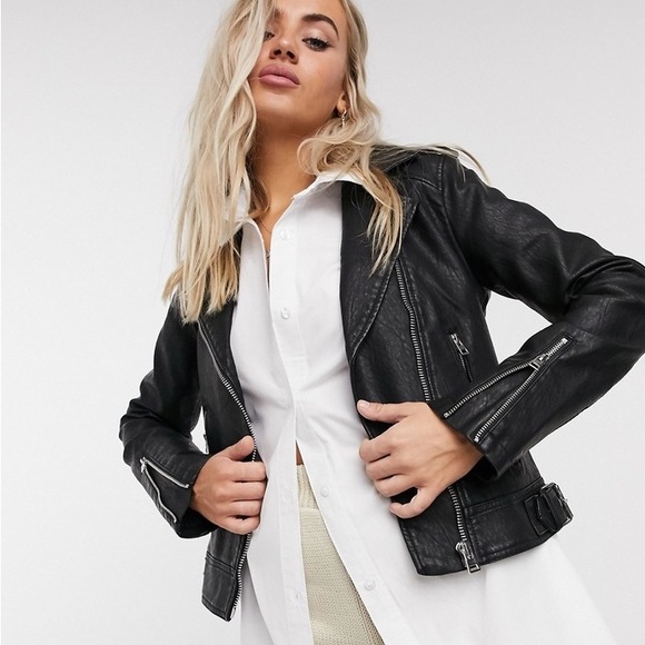 Topshop | Jackets & Coats | Topshop Leather Moto Jacket 6 | Poshmark